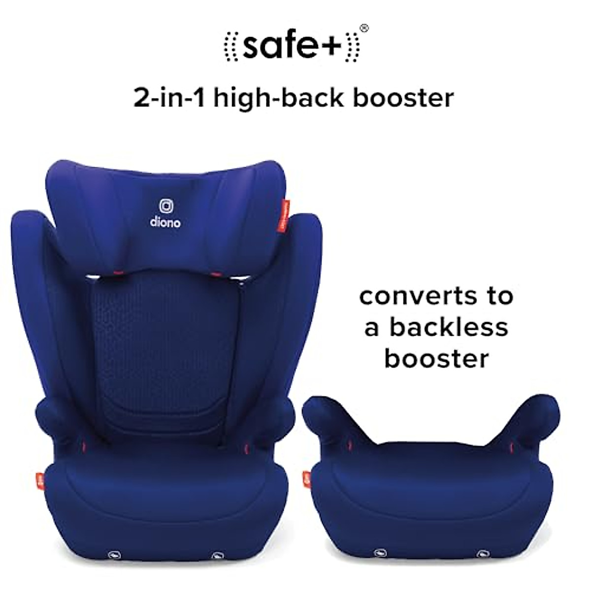 Diono Monterey 4DXT Latch, 2-in-1 High Back Booster Car Seat with Expandable Height, Width, Advanced Side Impact Protection, 8 Years 1 Booster, Blue