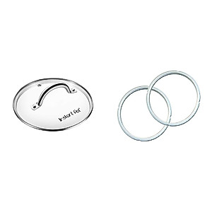 Instant Pot Tempered Glass Lid, 10" Stainless Steel (8 Qt/ 8L model) & Sealing Rings 2-Pack Clear, 8 Quart