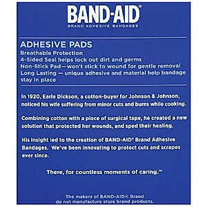 Band-Aid Brand Tru-Stay Adhesive Pads, Large Sterile Bandages for Wound Care, Large Size, 10 ct