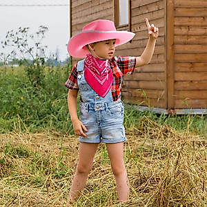 Tarpop 24 Pieces Pink Cowgirl Hat Feather with Paisley Bandanas for Western Cowgirl Party Costume Accessories(Cute Style)