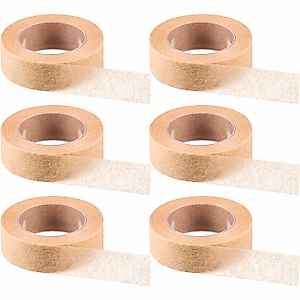 6 Rolls Flexible Skin Tape Breathable Nose Tape Self Adhesive Gauze Tape for Wound Injuries Swelling Sports, Beige (0.5 in x 10 Yd)