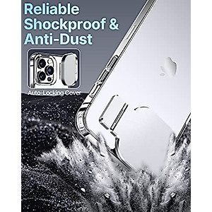 Silverback for iPhone 14 Pro Case with Stand, Phone Case with Camera Cover, Shockproof DustProof Cover for iPhone 14 Pro - Clear