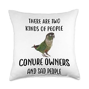Cute Green Cheek Conure Parrot Design Funny Sad People and Green Cheek Conure Parrot Gift Throw Pillow, 18x18, Multicolor