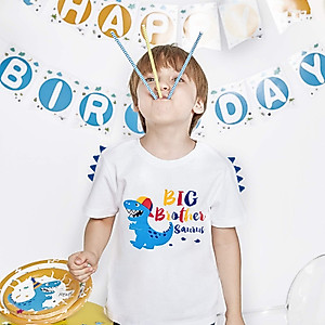 Dinosaur Big Brother Announcement T Shirt Sibling Outfits for Toddler Boys 100% Cotton Promoted to Big Brother Shirt White Print Colorful Short Sleeve Top Tee Gift (White, 4T)