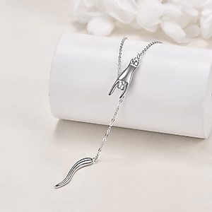 YAFEINI Italian Horn Hand Necklace Sterling Silver Cornicello and Mano Cornuto Good Luck Protection Amulet Pendant Jewelry for Women