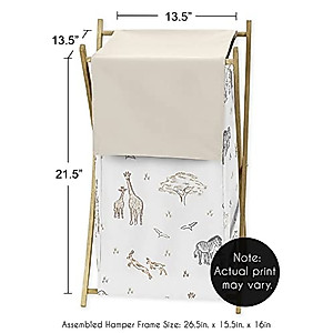 Sweet Jojo Designs Jungle Safari Animals Baby Kid Clothes Laundry Hamper - Tan Beige Brown Taupe Black and White Gender Neutral Animal Elephant Giraffe Wildlife Adventure Zebra Elephants for Serengeti