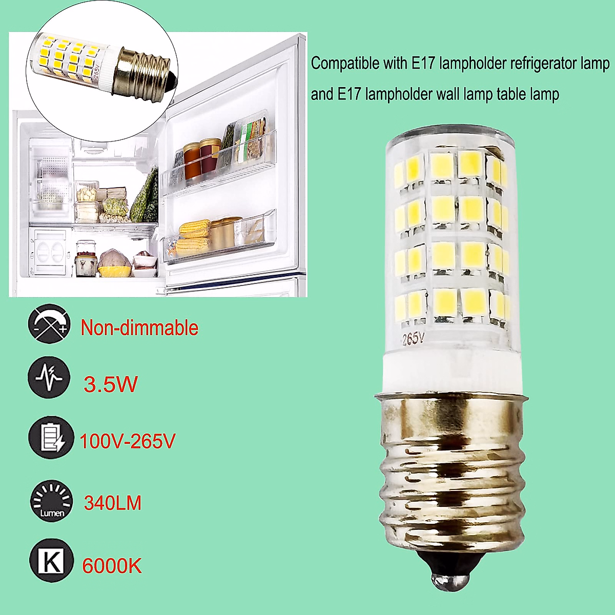 LaWana 5304517886 KEI D28a KEL2811 White Light LED Bulb Compatible with Frigidaire Kenmore Electrolux Crosley 100V-265V Freezer Lamp(White Light)