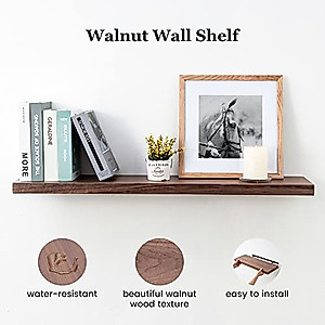 Fun Memories Floating Shelves 36 Inches Long, 8" Deep Wooden Shelf for Wall, Rustic Walnut Wall Shelves for Home Decor & Storage, Floating Book Shelves Display Shelf for Living Room, Bedroom, Kitchen