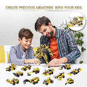 LUKAT Robot STEM Building Toys for 6 Year Old Boys, 573 pcs Construction Toy Engineering Building Bricks Construction Vehicles Kit Best Gift for Kids Age 6 7 8 9 10 11 Year Old 1