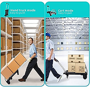 AHIBIO Collapsible Hand Truck 400 lbs Heavy Duty Dolly for Moving Lightweight Rolling Cart with Wheels Folding Utility Trolley