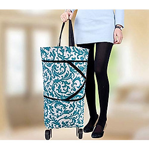Foldable Shopping Bag with Wheels Collapsible Shopping Cart Shopping Trolley Bag on Wheels Collapsible Trolley Bags Reusable Grocery Bags Travel Bag (B0B1CZHY8G)