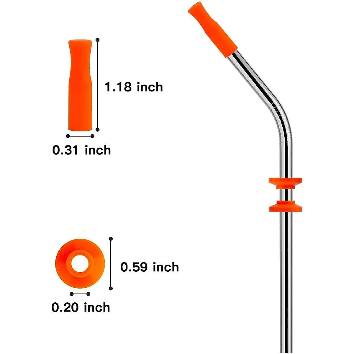 10pcs Reusable Metal Stainless Steel Straws 10.5'' with Silicone Tips & Buckle drinking straw for 20-40 Oz RamblersTumblers Rumblers Cold Beverage, Ultra Long(10.5 inch)