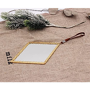 Funerom 8 x 5 inch Decorative Wall Mirror Small Decor Mirror Gold Diamond Shape