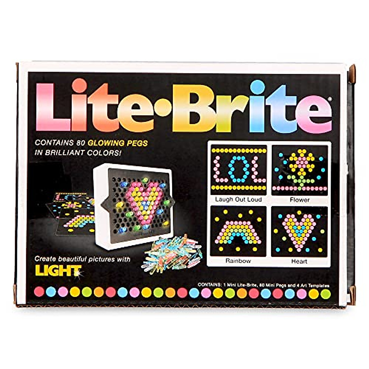 Lite-Brite Mini, Light Up Drawing Board, Mini LED Drawing Board with Colors, Travel-Sized Toys for Creative Play, Glow Art Neon Effect Drawing Board, Light Toys for Kids Aged 4 +