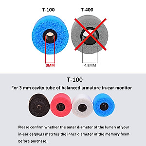 6 Packs(12 Pieces) in-Ear Monitor Replacement Memory Foam Tips 3mm Earplugs Earbud Cover for Balanced Armatured Headphone T-100(Medium, Black)