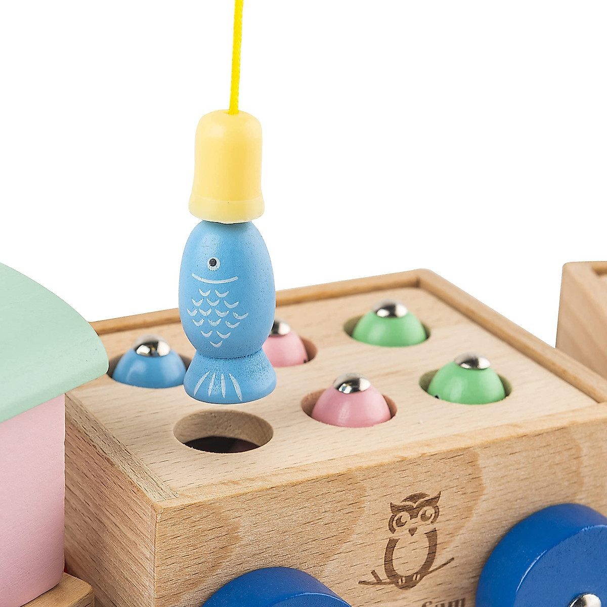 SSol & Sam Wooden Fishing Games - 2 in 1 Magnetic Fishing Toy and Toy Train - Fishing Toy & Train Toy for Toddlers and Kids Aged 3 & Up