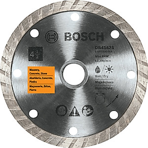BOSCH 4-1/2 Inch Angle Grinder GWS8-45 with BOSCH DB4542S 4-1/2-Inch Turbo Rim Diamond Blade, Silver