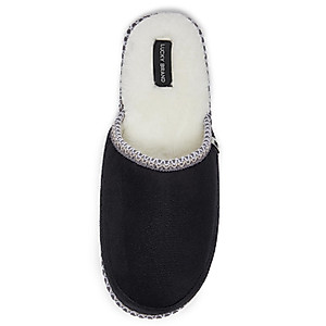 Lucky Brand Memory Foam Rubber Sole Scuff Bedroom Slipper, Comfy Men's Slippers, Indoor/Outdoor Mens House Slippers, Black/L