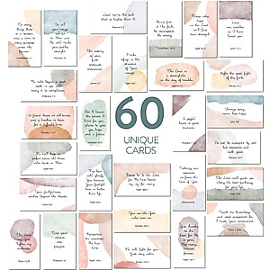 DIVERSEBEE Inspirational Prayer Cards, 60 Unique Bible Verse Cards, Assorted Mini Scripture Cards, Encouragement Motivational Cards, Christian Bible Gifts (Watercolor)
