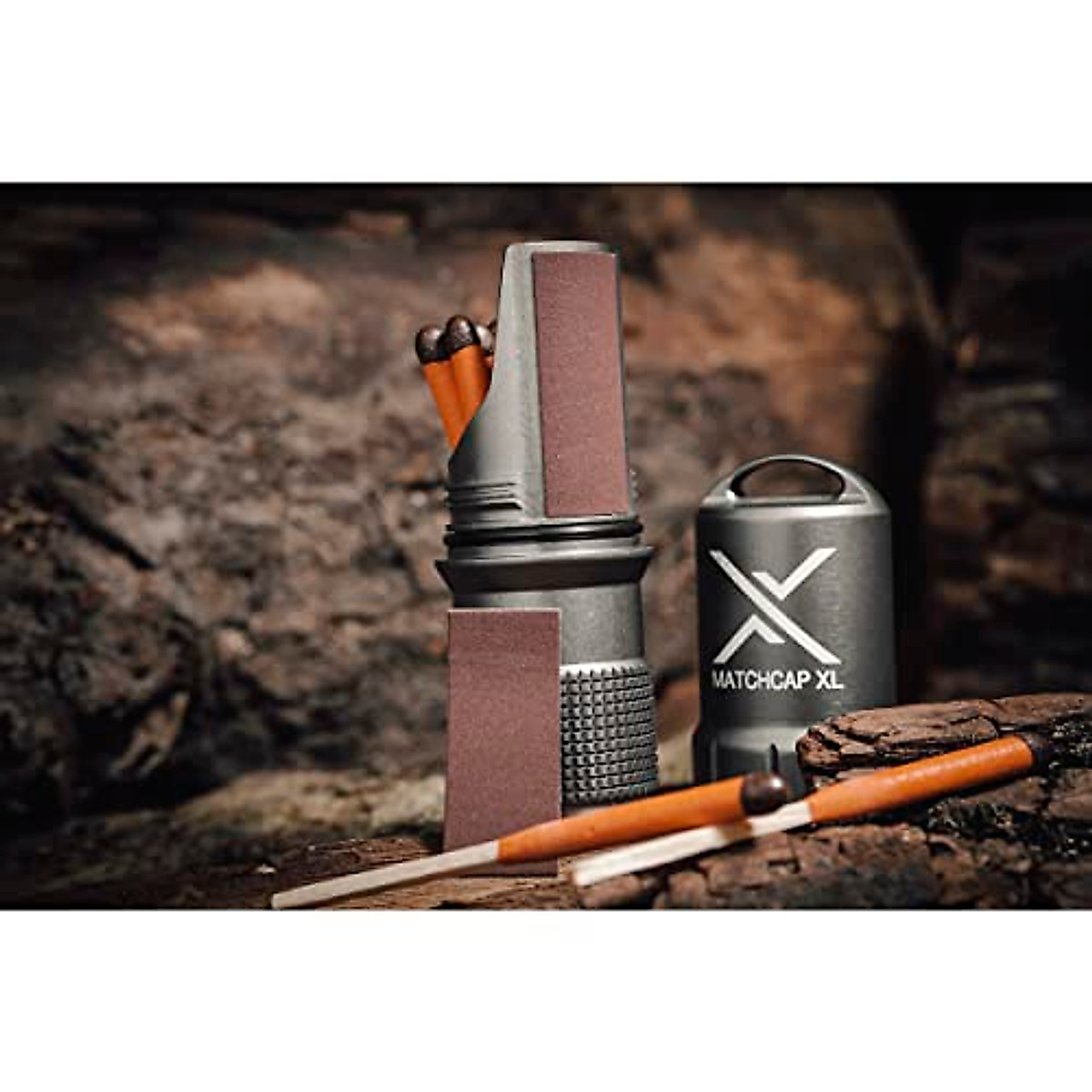 EXOTAC - MATCHCAP XL Waterproof Camping Match Kit Holder with Integrated Striker (Blaze Orange)