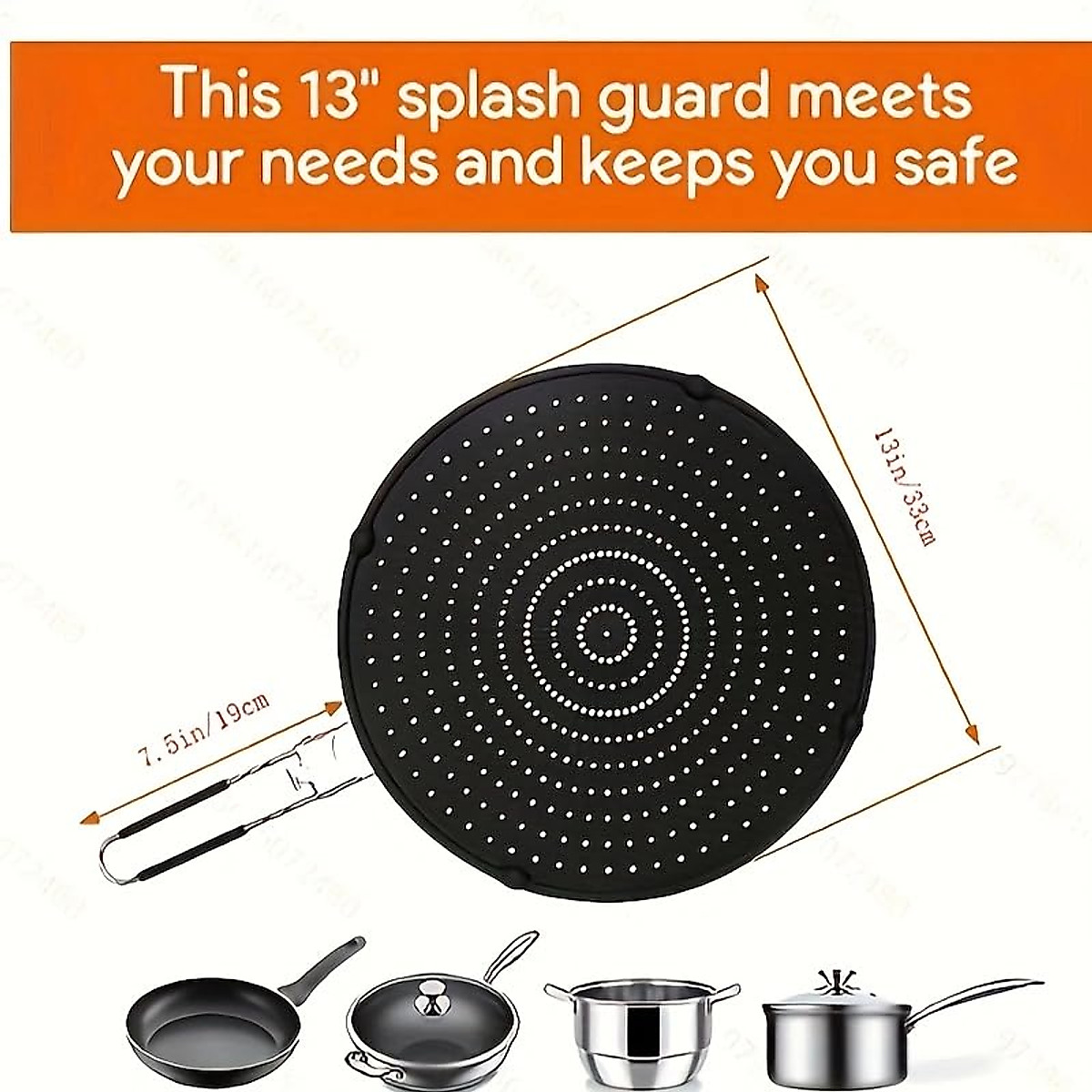 KFL 2 Pack 𝐒𝐢𝐥𝐢𝐜𝐨𝐧𝐞 𝐒𝐩𝐥𝐚𝐭𝐭𝐞𝐫 𝐒𝐜𝐫𝐞𝐞𝐧 for Frying Pan - 13 Inch Stainless Steel Grease Splatter Guard - Cover Oil Splash when Sizzling Bacon, Cooking Fried Chicken or Popcorn