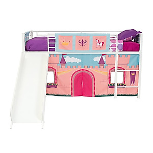 DHP Princess Castle Design Curtain Set for Junior Loft Bed, Kids Furniture, Pink
