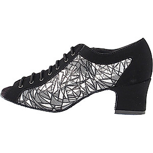 Womens Ballroom Dance Shoes Party Salsa Practice Dance Shoes Black Nubuck & #51 Mesh 1643EB Comfortable - Very Fine 2" Heel 8 M US [Bundle of 5]