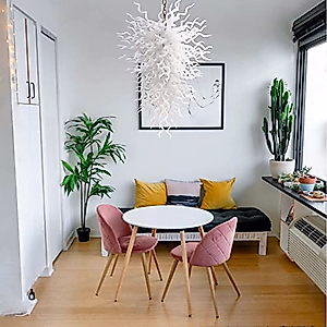 Alioth White Crystal Chandelier, Blown Glass Chandelier Light Fixture for Bedroom, Hallway, Bar, Kitchen, Bathroom 40" x 54"