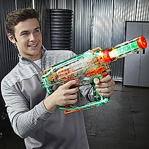 Nerf Modulus Ghost Ops Evader Motorized Blaster - Light-Up See-Through Blaster and Barrel Extension, Includes 12 Official Elite Darts (Amazon Exclusive)