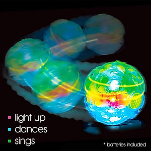 ArtCreativity Light-Up Dancing Ball with Sound Effects, Set of 2, LED Vibrating and Singing Ball for Kids, LED Party Supplies for Birthdays and More, Best Gift and Party Favors for Boys and Girls