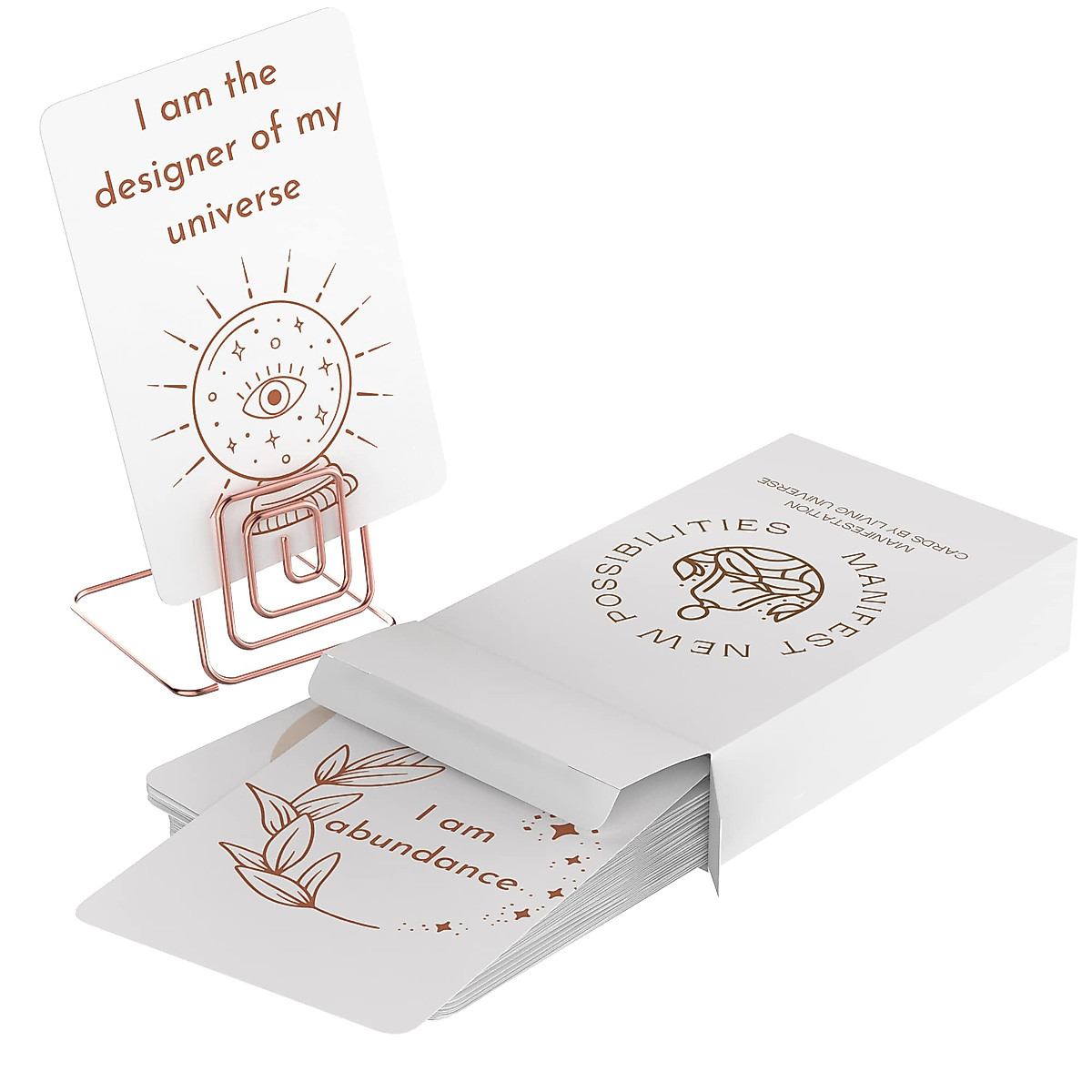 Manifestation Kit,Meditation Accessories, Spiritual Room décor, White Sage Candle,36 pc Positive Affirmations Cards,Healing Stones,for Meditation/Spiritual Healing/Smudging