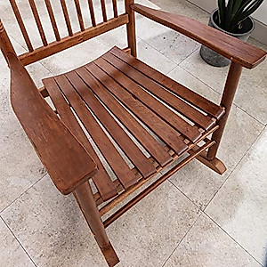 BplusZ Wooden Rocking Chair Outdoor Patio Porch Rocker Furniture Bedroom Living Room Indoor Adults Brown