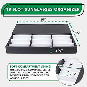 ProSource 18 Piece Sunglass Eyewear Eye Wear Display Tray Case Stand. Also Great for Watches and Jewelry, black