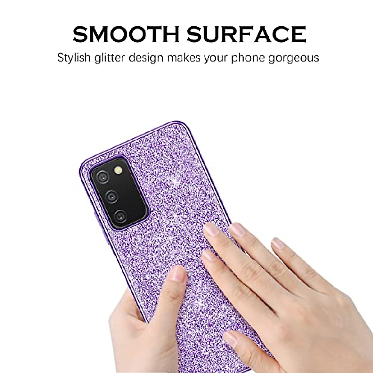YINLAI for Samsung Galaxy A03s Case,Glitter Bling Sparkly Shiny Slim Women Girls Girly Soft TPU Silicone Hybrid Shockproof Protective Phone Cover for Samsung Galaxy A03s 6.5 inch 2021,Purple