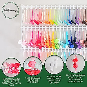 Ollirovey Metal 60 Hook 3ft Wide Headband Display and Headband Organizer for Girls Hair Bows Holds up to 240+ Hair Accessories 4 per Hook - Hooks Adjustable - Wall Mounted