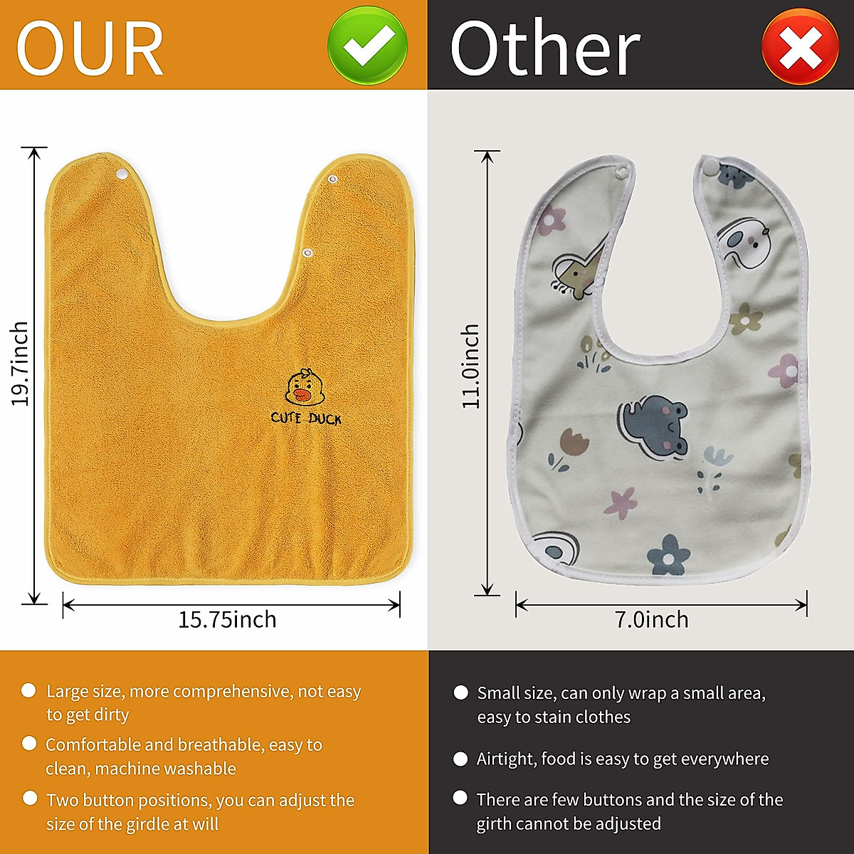 RAXIFU 3 Pack Bibs for Baby Girls or Boys, Toddler Bibs for Feeding Teething Drooling, The Size 16 "x20 Face Towel Multifunctional for 3-6 Years kids