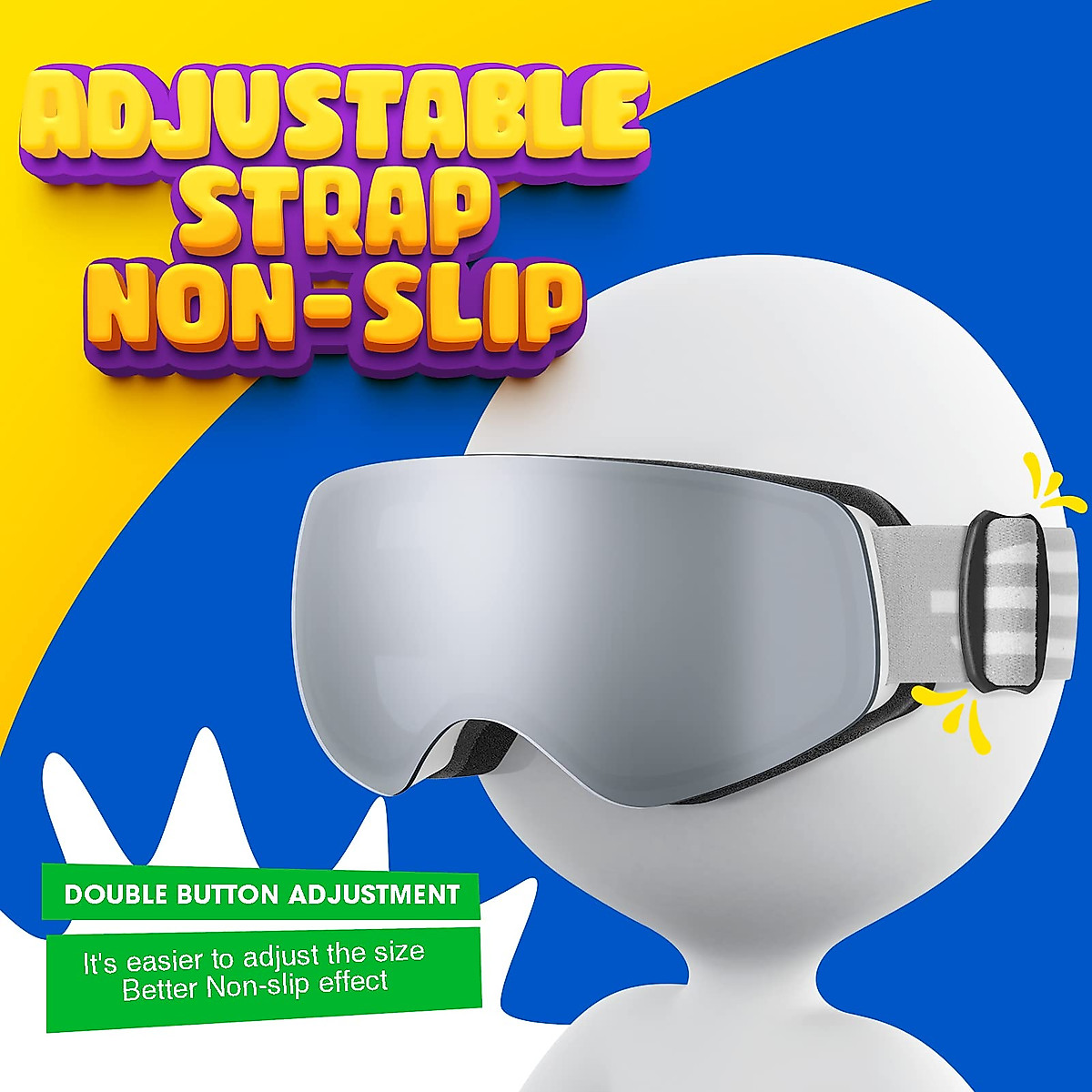 EasYoung Kids Ski Goggles, Kids Snowboard Goggles for Boys Girls Age 3-14, Kids Snowboarding Goggles