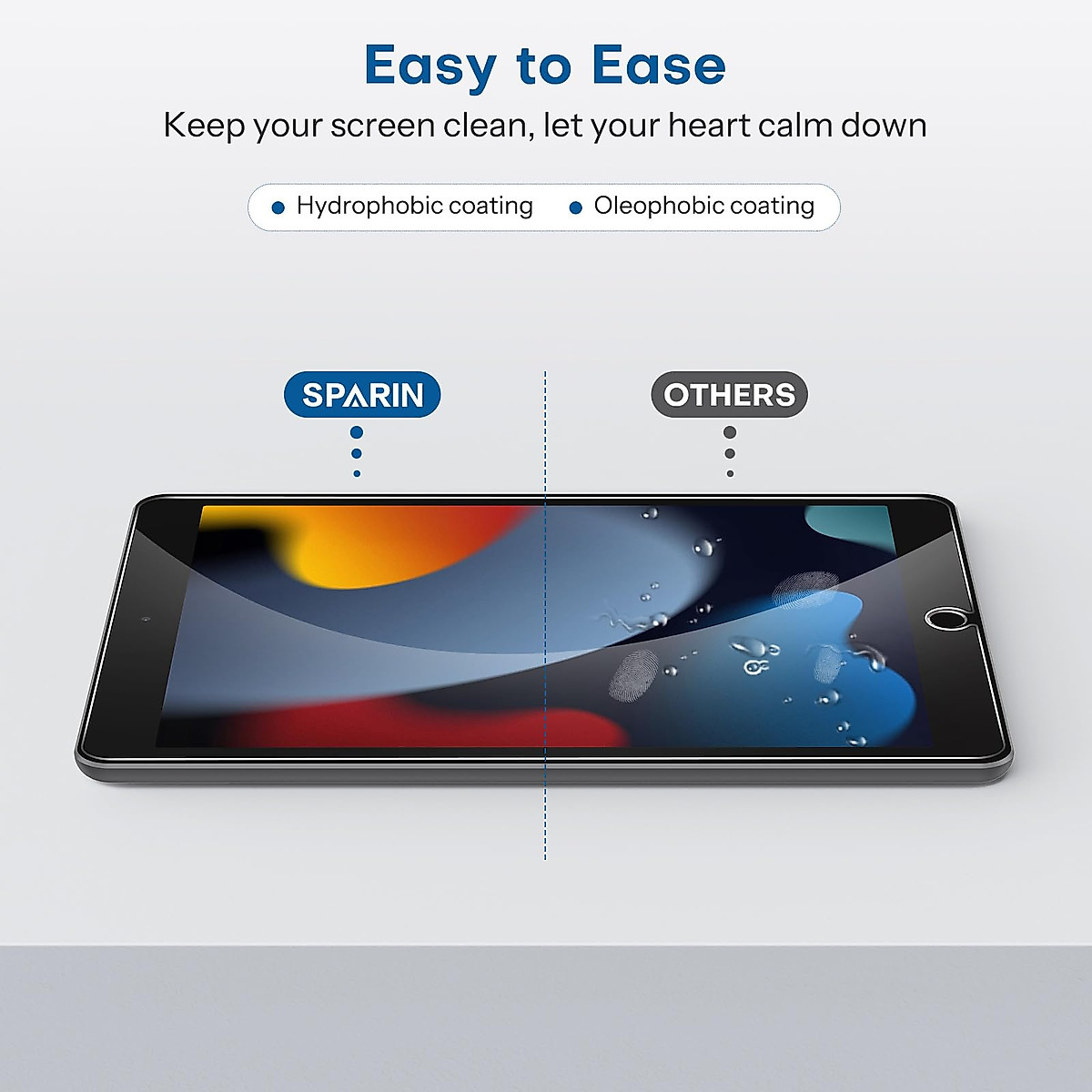 SPARIN 3 Pack Screen Protector for iPad 9th 8th 7th Generation 10.2 Inch (2021/2020/2019 Model), Tempered Glass for iPad 10.2