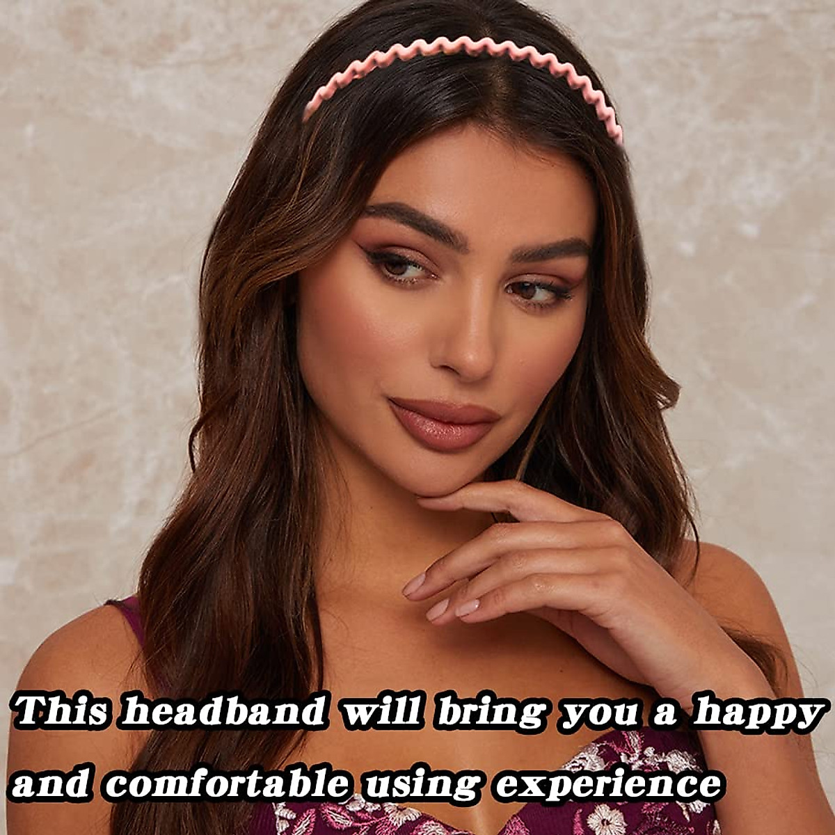 Yeshan Plastic Teeth Headbands, Wavy Headbands with combs Non-slip Thin Hair bands for Women Girls Hair,Pack of 6