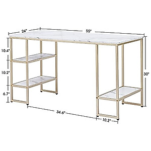 ivinta Computer Desk with Shelves White Desk Office Desk with CPU Stand Vanity Desk with Storage Modern Gaming Desk Study Writing Laptop Table