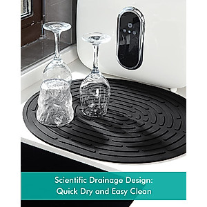 Dish Drying Mat-Silicone Drying Mats for Kitchen Counter-12"x18"Heat Resistant Mat Kitchen Gadgets Accessories-Bar Mat Coffee Mat Drying Pad for Countertop BLACK