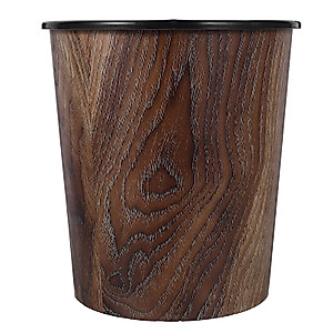 VILLCASE Vintage Wood Grain Plastic Trash Can Round Wastebasket 7l Garbage Can Trash Bin Farmhouse Garbage Bin Container for Under Desk Kitchen Bedroom Hotel or Kids Room