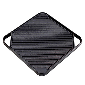 Bruntmor 2-In-1 Pre-Seasoned Cast Iron Skillet Square Roasting Pan With Reversible Griddle Pan For Stove Top | 10"x10" Multi Cooker Deep Roasting Grill Pan, Non-Stick Camping Cookware