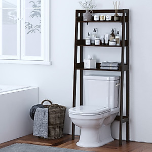 UTEX Over The Toilet Storage, 3-Tier Bathroom Shelves Over Toilet, Behind Toilet Bathroom Organizer (Espresso)