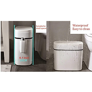 KLGO 12 Liter Slim Plastic Trash Can with Lid,2.6 Gallon Double Barrel Waste Basket,Rectangular Press Garbage Container Bin for Bathroom,Bedroom,Kitchen and Office,White (12 Liter)