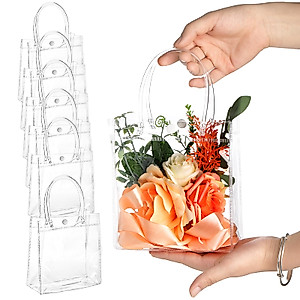 ZENFUN 80 Pack Clear Gift Bags with Handle, Reusable Party Favor Bags, Plastic Gift Bags Transparent Gift Wrap Bags Bulk for Thanksgiving Christmas, Party Favor Wedding Shopping Retail(6.3 x 5.9 x 2.7 Inch)