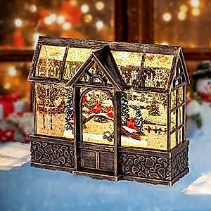 Cardinal Snow Globes,Christmas Snow Globes with 8 Music & Timer, Battery Or USB Cable Powered Operated Glittering for Christmas Table Centerpiece Decoration.Gifts for Family, Children or Friends