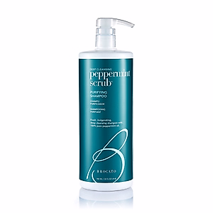 Brocato Peppermint Scrub Purifying Shampoo: Lightweight with Pure Peppermint Oil, Ideal for Oily to Normal Hair Types - Sulfate & Paraben Free, 32oz