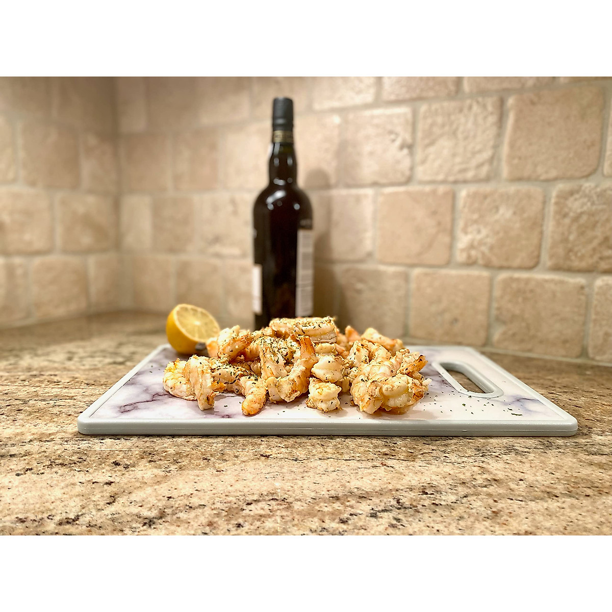 Elle Decor Premium Marble Cutting Board-Medium Chopping Block with Easy Grip Handle-Ideal for Kitchen and Serving Fruits, Vegetables and Cheese-Dishwasher Safe