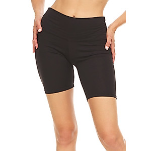 Sweet Hearts 3 Pack Biker Shorts for Women- 5" High Waist Yoga Short Basic Everyday Casual Buttery Soft Made in USA (XX-Large, Black/Navy/Spacedye)